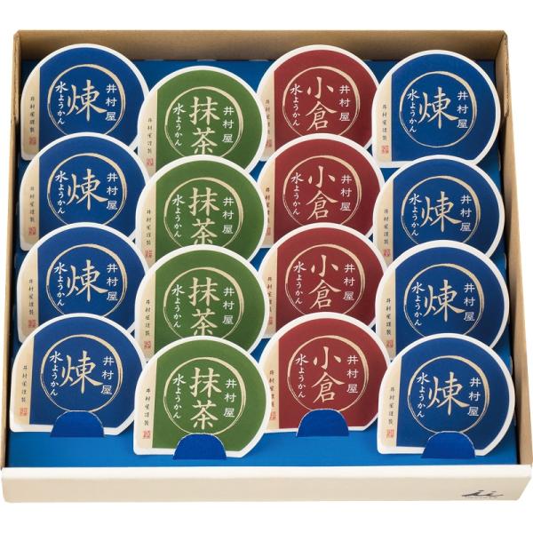 あずき本例の風味を堪能できる井村屋自慢の水ようかん。商品名/井村屋 カップ水ようかん 内容/煉(70g)×8、小倉・抹茶(各70g)×各4箱サイズ/25.6×27.9×6cm賞味期間/常温1年1ヶ月品番/C-20【オススメ 人気 ギフト 用...