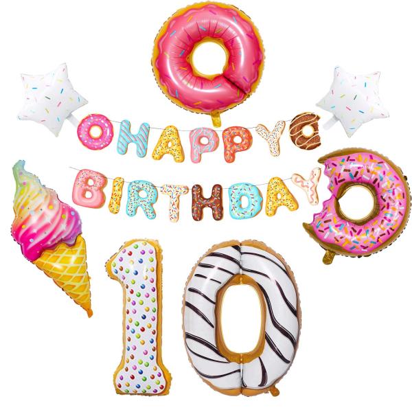 ＼ドーナツにアイスクリームにアメガーランドセット／10歳 12歳 13歳 14歳 15歳...18歳　19歳　二十歳まで数字バルーン選択可能！お子様の夢が詰まった可愛いスイーツバルーンセットが登場。ただただカワイイキュートなアイテムばかりで...