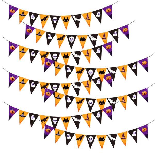 ●三角飾りハロウィンナイトフラッグガーランド2セット【パーティー・イベント・店舗に最適】　ハロウィンパーティー、保育園・幼稚園のイベント、カフェやショップの季節演出にも。空間に物語を添える装飾です。