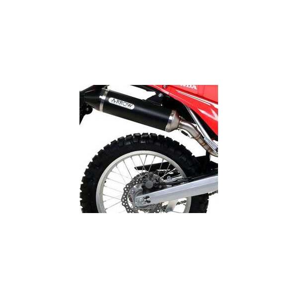 メーカー:ARROW(アロー)商品名: スリップオン Thunder型番:72528AKN+72178PDサイレンサー素材:アルミダーク(カーボンエンド/バッフル付属)レーシング中間パイプ素材:ステンレス適合車種:HONDA CRF250ラ...