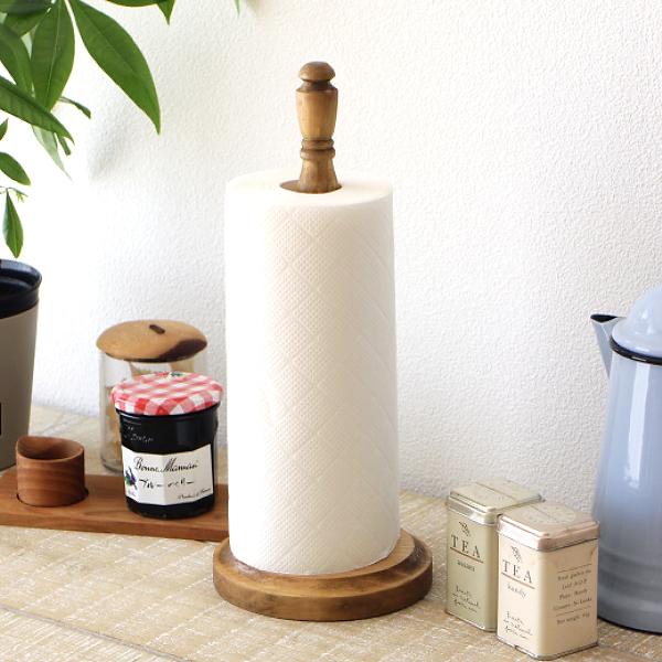 商品名 ： シンプルなウッドのキッチンペーパースタンド商品番号 ： cle9856全体サイズ(cm) ： 直径13.5×長さ32.5粘着シートサイズ ： 直径10ペーパー差し込み部 ： 直径11×長さ30材質 ： 本体：パイン　粘着シート：...