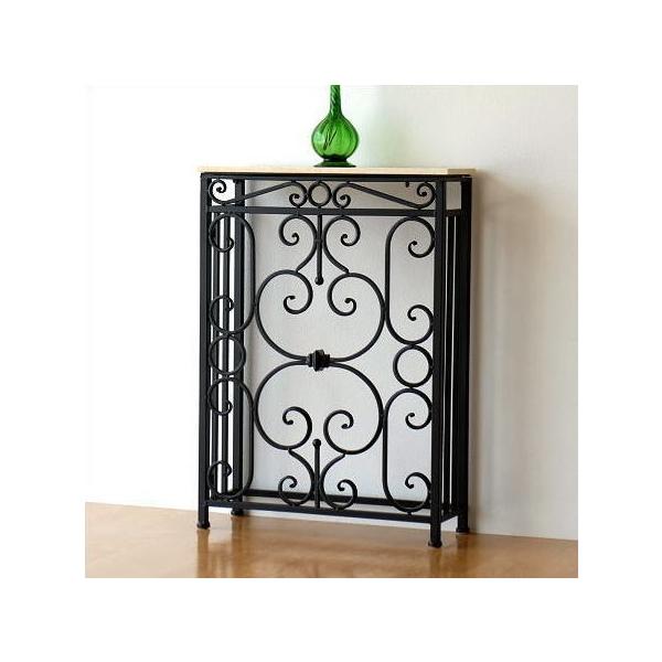 天板が天然大理石の繊細なアイアンワークのコンソールは滑らかに仕上げられた大理石の天板の暖かみのあるベージュトーンが魅力的ですエレガントなアイアンのデザインとゴージャスな大理石リビングや玄関にあるだけで存在感を発揮するインテリアになります奥行...