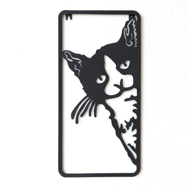 アイアンの板を繰り抜いたネコの壁飾りです覗き見ているネコはいまにも、ニャーと言いそうですブラックのアイアンがお洒落商品名 ： アイアンの壁飾り のぞきネコ商品番号 ： swa9800サイズ(cm) ： 幅27×奥行1×高さ55材質 ： アイ...