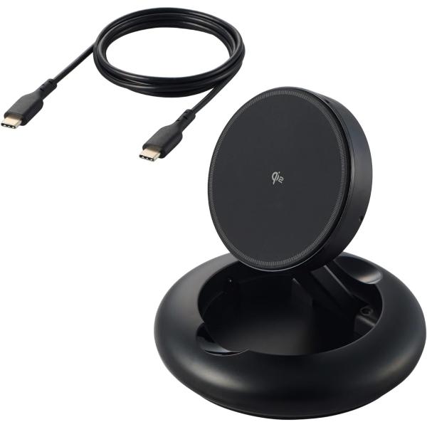 ◇商品特徴〜マグネットで固定するだけでQi2対応スマートフォンを高速充電できる、Qi2規格ワイヤレス充電スタンド！最大出力15WでiPhoneを充電できます〜● マグネットでぴったり固定することで縦・横いずれの向きでも設置でき、充電しながら...