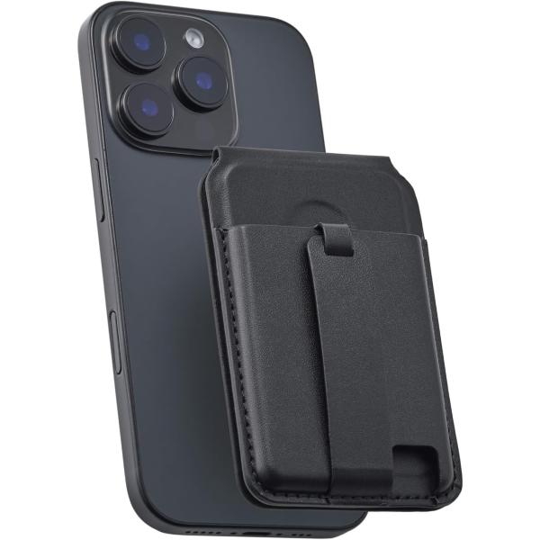 【商品概要】MagSafeで簡単に着脱できる、カードスタンドです。スマートフォンを縦・横どちらにも置くことができ、さまざまなシーンでも快適に動画視聴ができます。カードが内側に2枚、外側に1枚収納可能。内側は落下の心配がなく、外側はサッと取り...