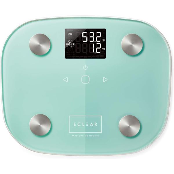 【 商品特徴 】〜目標体重設定機能と顔文字表示で毎日の変化が見える“ECLEAR 体組成計”です。MRI測定データに基づき体組成データを算出する体積推定方式を筑波大学と共同で開発。 目標体重設定機能搭載で測定後に目標との差を表示。顔文字表現...