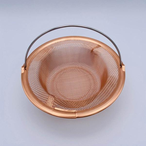 【材質】銅【サイズ】Φ130×H38mm　径95〜105mm用排水口用ネット。純銅の抜群の殺菌力でぬめりや悪臭を解消！目詰まりも少なく、いつまでも清潔です。