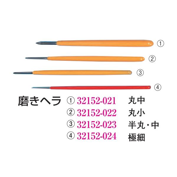 作品をピカピカに仕上げる磨きヘラ！磨きヘラとは、銀粘土の仕上げに使う鏡面出しの道具。目の細かいヤスリで銀肌を出した後、ヘラの側面で磨くことで、ツヤツヤの作品ができあがります。磨く際、針先で傷を付けないようご注意下さい。なお、手磨きは非常に根...