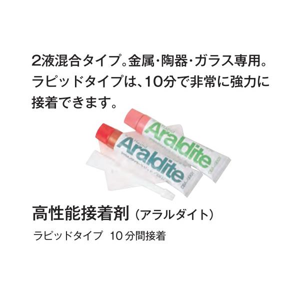 ２液混合タイプ。金属・陶器・ガラス専用。ラピッドタイプは10分で非常に強力に接着出来ます。
