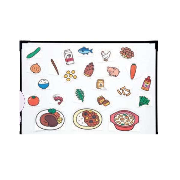 食べ物クイズなにがはいっているのかな？クイズ形式で楽しみながら、食に興味をつなげるパネルシアターです。●監修／室田洋子 ●画／津田直美 ●セット内容／　カラー印刷不織布(B4判・8枚)、指導書、作品袋★「ハンバーグの中には、なにが入っている...