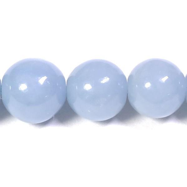 エンジェライト 6mm 天然石ビーズ  丸玉 パワーストーン落ち着いたパステルブルーの色合いが美しいエンジェライトです。ゴム通しのブレスレットや、ワイヤー通しのネックレス作りにお勧めです。【サイズ】Ａ：6mm(玉)【ホール仕様】穴径：約1....