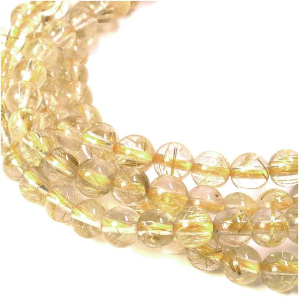 天然石 粒売り ルチルクォーツ ビーズ パワーストーン バラ売り ゴムやワイヤー等を使用してアクセサリーを作るのにお使い頂けます♪細めの針結晶がインクルージョン(内包)された、小さくかわいらしい4mm玉のルチルクォーツです。粒が細かいのでワ...