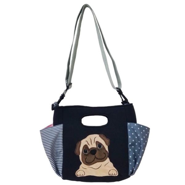 ワンちゃんのお散歩用にピッタリのお散歩バッグかわいいワンちゃんのアップリケのついたソフトなスウェット生地のお散歩バッグ。外にも中にもポケットがいっぱいで犬の散歩の時に必要な細々したものがバッグの中で迷子になるのを防いでくれます。取り外し可能...