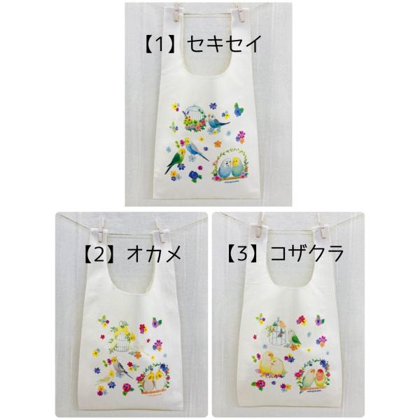 鳥かごとことりさんが描かれているかわいいエコバックです♪毎日のちょっとした買い物にピッタリのエコバッグ！コンパクトなので、いつもバッグの中に入れて持ち歩けます!!ことり好きの方へのプレゼントにも♪Size：約横30×縦35(持ち手含52)×...