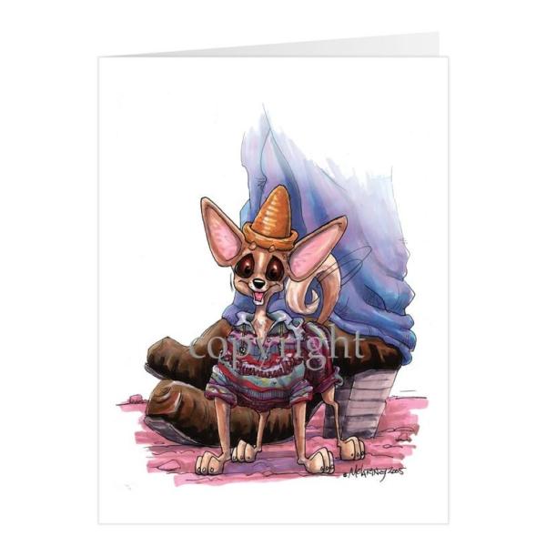 チワワ グリーティングカード。優しい色合いで描かれた可愛いカード。愛犬家の方へのプレゼントに添えていただくのに最適です。額などに入れていただくと、素敵なインテリアとしてお楽しみいただけます。サイズ 　　約11.7センチ×15.8センチ 内容...