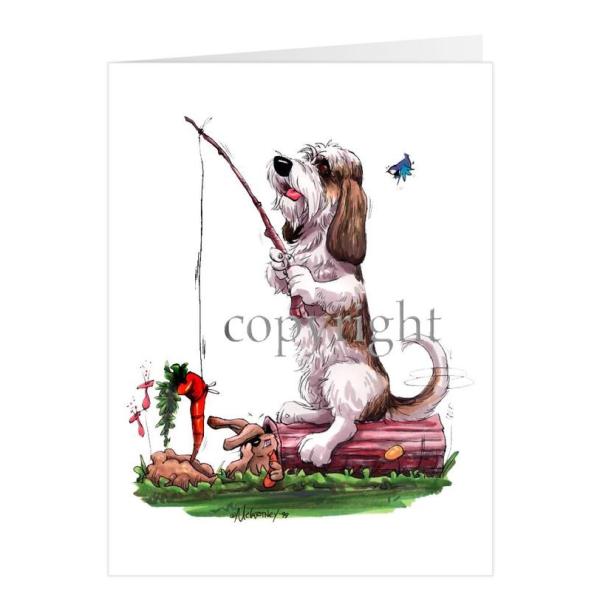 プチ・バセット・グリフォン グリーティングカード。優しい色合いで描かれた可愛いカード。愛犬家の方へのプレゼントに添えていただくのに最適です。額などに入れていただくと、素敵なインテリアとしてお楽しみいただけます。サイズ 　　約11.7センチ×...