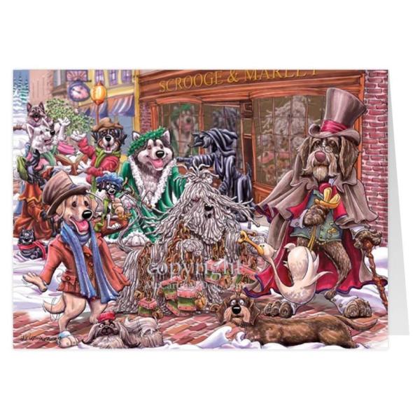 犬好きさんのためのクリスマスカード。優しい色合いで描かれた可愛いカード。愛犬家の方へのプレゼントに添えていただくのに最適です。額などに入れていただくと、素敵なインテリアとしてお楽しみいただけます。サイズ 　　約11.7センチ×15.8センチ...