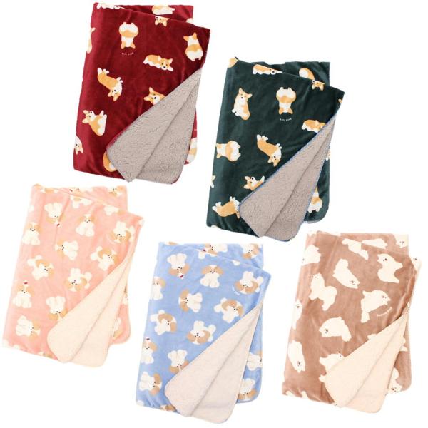 ☆こちらの商品は、サイズが大きいためラッピングはできません。 コーギー・シーズー・サモエドデザインとっても肌触りの良いブランケット。程よいマルチサイズはお部屋でくつろぐ時にぴったり!!わんこ大好きな方にぴったり♪Size：約100×140セ...