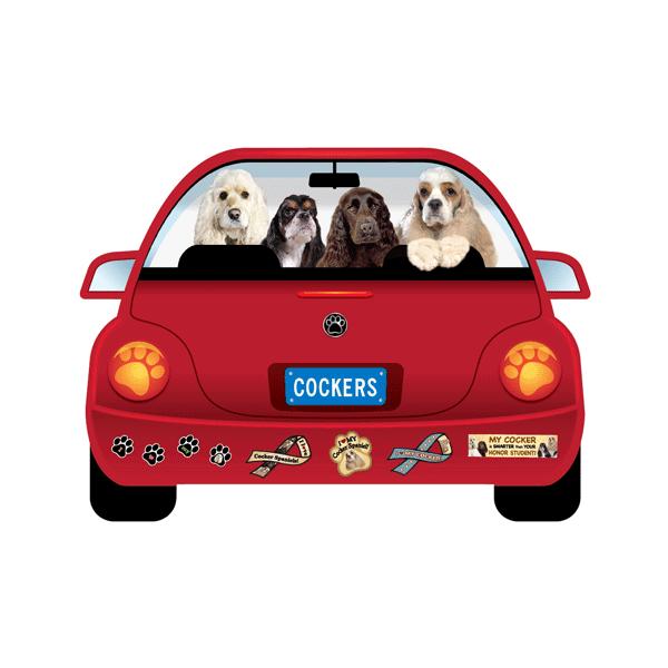 真っ赤なワーゲンに色んな表情、カラーのDOGたちが乗っています♪車にはもちろん、冷蔵庫や色んな所に貼ってください。Size　　12×16.2cm素材　　塩化ビニール注意事項 ※モニターにより、色の見え方が実際の商品と異なることがございます 
