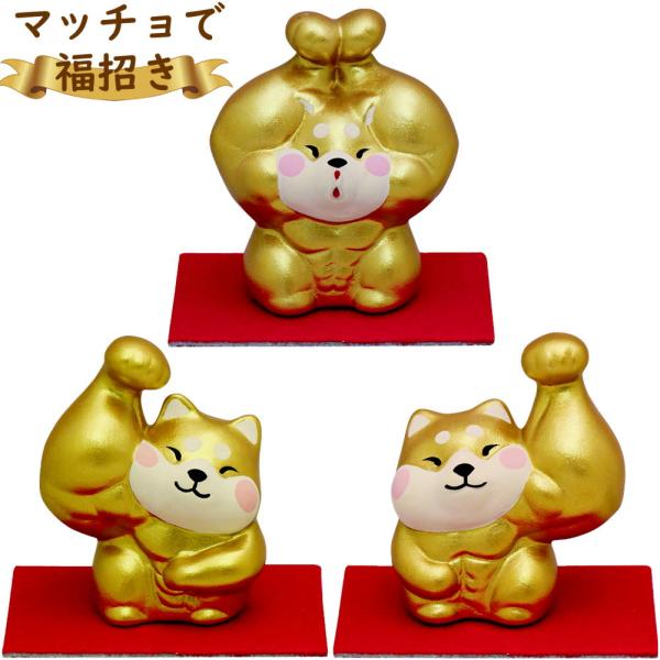 ご家庭では、玄関やリビング店舗やお仕事先ではレジ前や受付窓口におススメ♪思わずクスッと笑顔になる、まっちょ柴犬オブジェです。肩に福を詰め込んで、グイっと福を呼び込んでくれるかも！見てるだけでなんだか癒されます。愛犬家の方へのプレゼントにも♪...