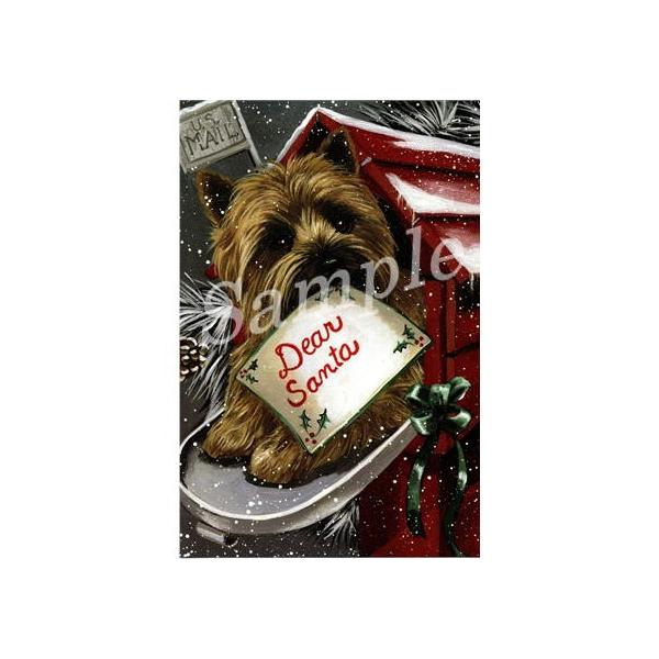 ケアーン・テリア クリスマスカード。愛犬家の方へのプレゼントに添えていただくのに最適です。額などに入れていただくと、素敵なインテリアとしてお楽しみいただけます。カードメッセージ"The greatest gifts that are giv...
