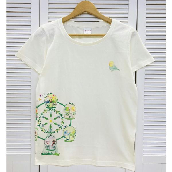 ことりちゃんが たくさん乗っている観覧車がかわいいTシャツです♪胸のワンポイントも さりげなくてかわいい♪ 春秋はパーカーを羽織って♪ 夏は一枚で♪一年中ことりちゃんと一緒に いれるTシャツです(*^^*) 【カラー】ナチュラルホワイトの2...