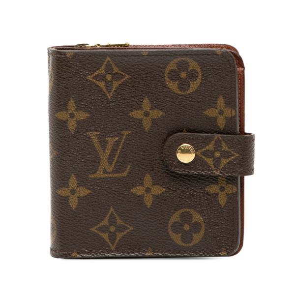 ルイ ヴィトン モノグラム コンパクトジップ 二つ折り財布 M61667 ブラウン PVC レザー レディース LOUIS VUITTON 【中古】 LOUIS VUITTON（ルイ・ヴィトン） ルイ ヴィトン モノグラム
