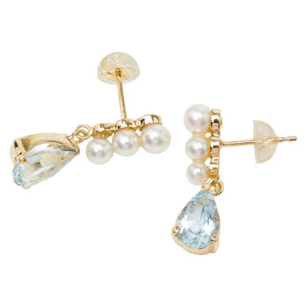 ■商品情報[管理番号]1-0247701[対象]レディース[重量]約2.9g[素材]K18YG イエローゴールド [サイズ]約22.1mmx6.3mm詳細備考：アクアマリン：ペアーシェイプカットアクアマリン：片側0.91ct×2エンハンスメ...