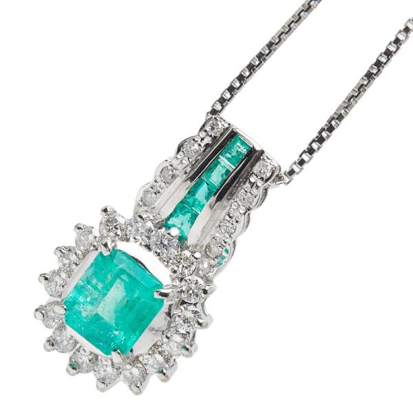 ■商品情報[管理番号]1-0250673[対象]レディース[重量]約6.4g[素材]Pt900 プラチナ Pt850 プラチナ [サイズ]全長：約40.5cmトップW約11.7mmxH約20.1mm仕上げ：新品仕上げ済[中石石目]エメラルド...