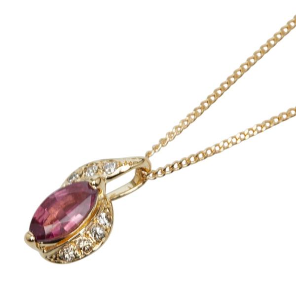 ■商品情報[管理番号]1-0251283[対象]レディース[重量]約2.7g[素材]K18YG イエローゴールド [サイズ]全長：約40cmトップW約7.1mmxH約14.4mm[中石石目]ピンクトルマリン:0.80ct[脇石石目]ダイヤ:...