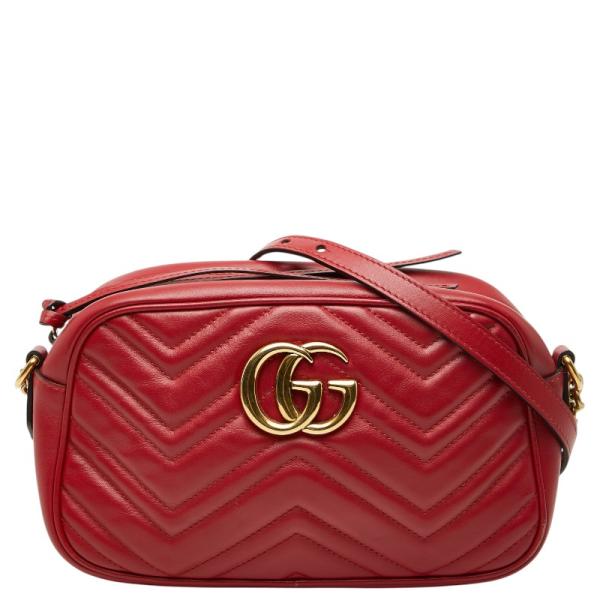 ■商品情報[管理番号]1-0255564[ブランド]グッチ（GUCCI）[型番]447632[対象]レディース[カラー] レッド[ライン]GGマーモント[素材]レザー [サイズ]W約23.5cmxH約13.5cmxD約7cmショルダー高さ：...