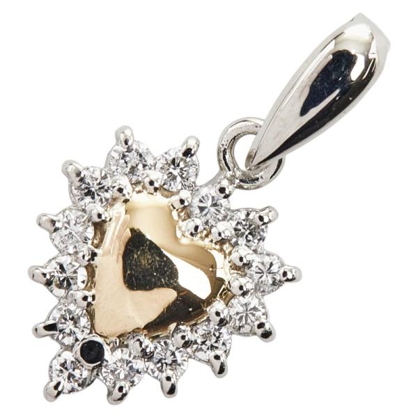 ■商品情報[管理番号]1-0256026[対象]レディース[ライン]ハートモチーフ[重量]約1.6g[素材]Pt900 プラチナ K18YG イエローゴールド [サイズ]トップW約9.3mmxH約9.8mm仕上げ：新品仕上げ済[中石石目]ダ...