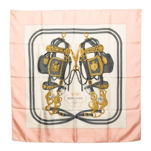 ■商品情報[管理番号]1-0256366[ブランド]エルメス（HERMES）[対象]レディース[カラー] ピンク マルチカラー[シリーズ]BRIDES de GALA 式典用の馬勒[ライン]カレ90[素材]シルク [サイズ]縦：約87cm横...