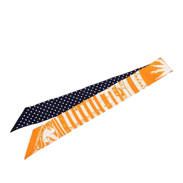 ■商品情報[管理番号]1-0260066[ブランド]エルメス（HERMES）[対象]レディース[カラー] オレンジ ネイビー ホワイト[シリーズ]Astrologie a Pois 占星術 ドット[ライン]ツイリー[素材]シルク [サイズ]...