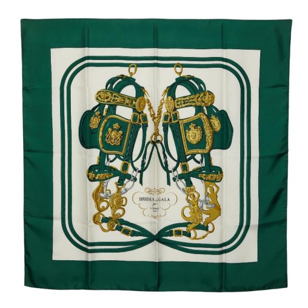 ■商品情報[管理番号]1-0272293[ブランド]エルメス（HERMES）[対象]レディース[カラー] グリーン マルチカラー[シリーズ]BRIDES de GALA 式典用の馬勒[ライン]カレ90[サイズ]縦：約87.5cm横：約88c...