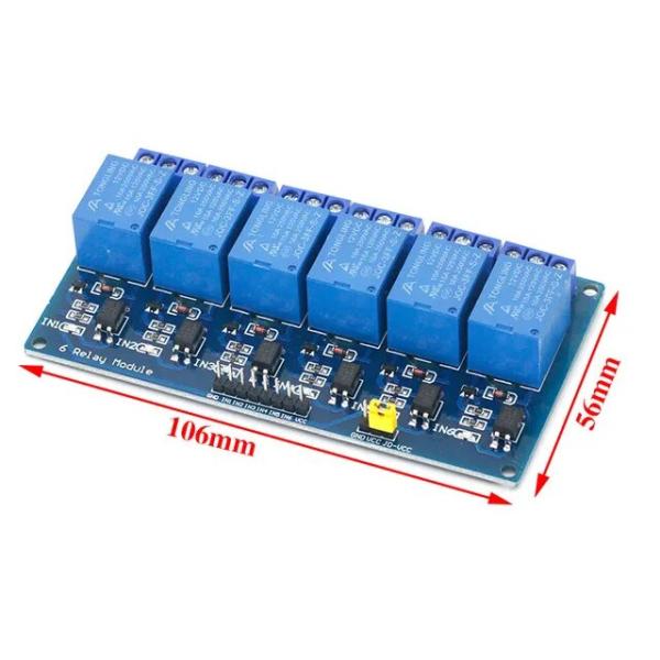 5V 6チャンネル　リレー　インタフェースボード、15-20mA ドライバー電流が必要です。高電流リレーを装備します AC250V 10A ; DC30V 10Aマイクロコントローラに直接にコントロールられる標準インタフェース(Arduin...