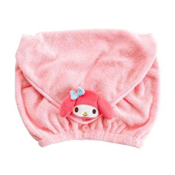 サンリオキャラクターズの顔のマスコットが付いたヘアキャップです。ふわもこ素材が肌触り良く、お風呂上がりやプールの後の濡れた髪をしっかりと吸水します♪よく伸びるゴムを使用しているので子どもから大人の方までお使いいただけます。洗濯ネットに入れて...