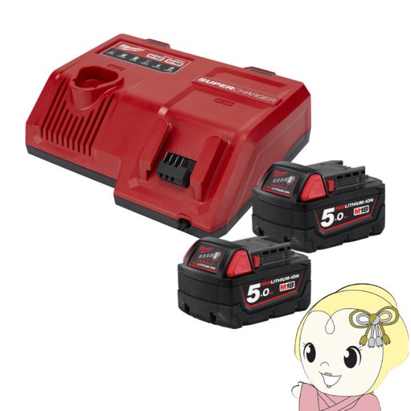 M12ーM18スーパーチャージャー・M18 5.0Ahバッテリー×2個セット充電器●すべてのM12およびM18 REDLITHIUMーIONバッテリーパックに接続可能●シーケンシャル充電：1つめのバッテリーが充電されると、挿入されている2つ...