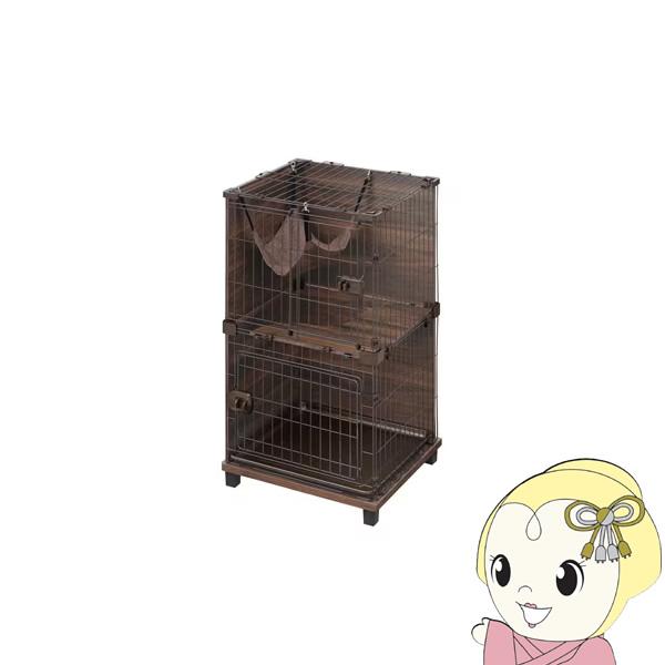 ファニチャースタイルケージ2段 PFSC-602 ウォールナットお家の雰囲気をそのままに活かせる、ケージとして主張しない家具調のキャットケージです。お部屋の構造に合わせてケージの壁面の向きを変えられます。お掃除も簡単です。底面のトレーが汚れ...