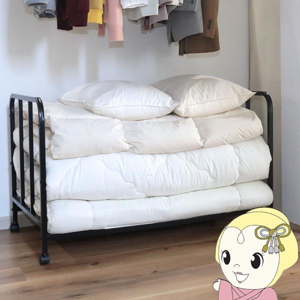 カバー付き布団収納ラック■カラー：ブラック■サイズ（約）：[外寸] 幅105×奥行62×高さ64cm [内寸] 幅100×奥行60.5×高さ32cm [キャスター高さ] 5cm [底面の隙間の間隔] 160mm [横桟部縦幅] 203mm■...