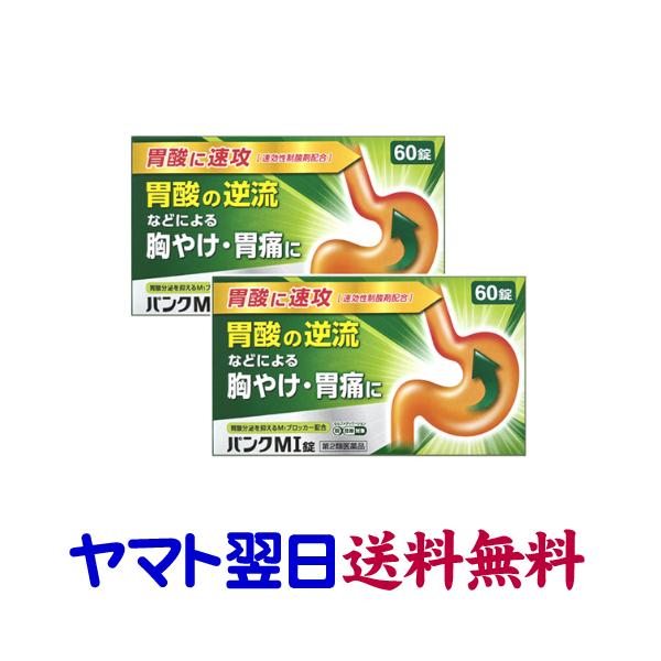 ★★南東北〜九州まで全国あすつく★★【第2類医薬品】市販薬　パンクMI錠（2個セット）は、胃酸の逆流などによる胃痛、胸やけに効く胃腸薬です。ストレスや飲みすぎなど、胃酸の出過ぎを抑えるM1ブロッカーのピレンゼピン塩酸塩水和物をはじめ、胃酸を...