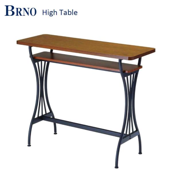 Brno/ブルーノ カウンターテーブル ハイテーブル (BR) 110cm幅 アイアンスツール 家具