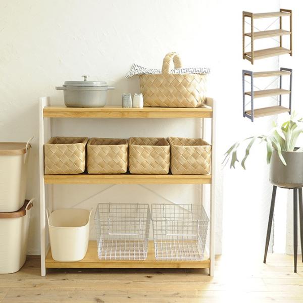 おもちゃをすっきり。コンパクトで収納力のあるお片づけラック■商品サイズ:幅80×高さ83×奥行き35cm棚板サイズ：76×34cm各棚耐荷重：10kg■カラー:ナチュラル×ホワイトウォッシュ、ナチュラル×グレー、ナチュラル■材質:天然木(パ...