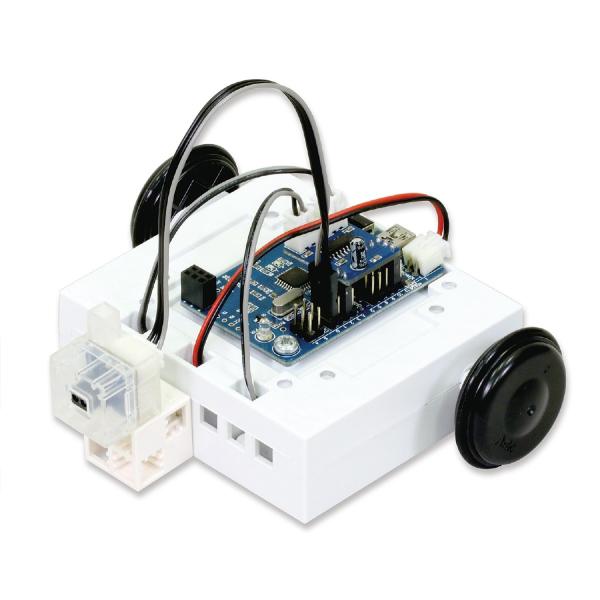 商品説明：組み立て、組み替えが簡単にできるロボットカー　　セット内容：モーター付ロボット台座×1、スタディーノミニ×1、スタディーノミニ用DCモーター拡張基板×1、赤外線フォトリフレクタ×1、センサー接続コード×1、基本四角ブロック×1、ブ...
