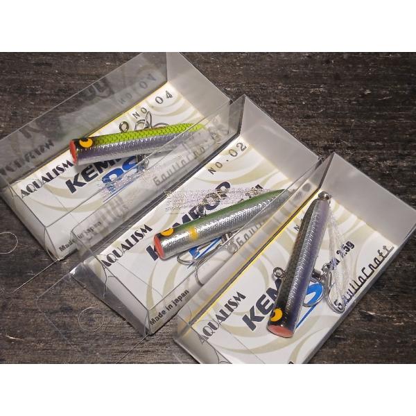 ■50mm　■約2.5g　■バルサ製　■made in Japan　　　　　【　メーカーコメント：PSはピクピクスライドの略。12月の亀山で50UPが釣れたのがこのルアーです。ケムポップと違い、口はカップ形状になっておらず、糸を結ぶアイは背...