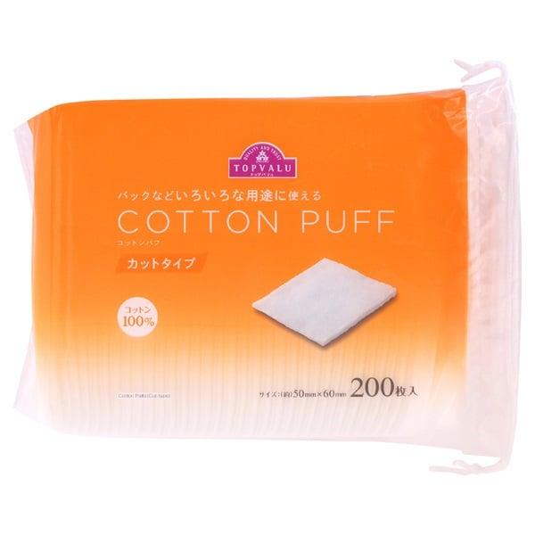 コットンパフ カットタイプ 200枚 トップバリュ TOPVALU4549414348040