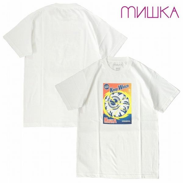 MISHKA ミシカ　通販正規店砕けたKEEP WATCHがフロントにプリントされたコットン100%の半袖Tシャツ！素材COTTON・・・100％M・・・身幅51 着丈73 袖丈21 肩幅50L・・・身幅55 着丈77 袖丈23 肩幅53◆...