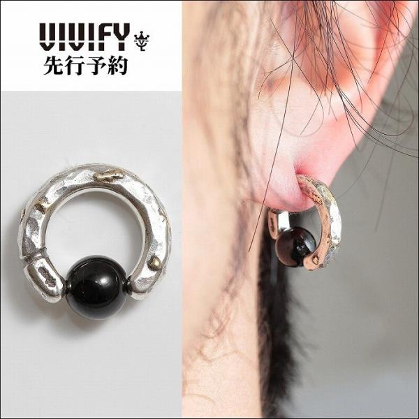 ＊こちらのアイテムは受注生産となります。＊価格は1点の片耳用です。VFP-164素材　ag925silver, stone,金鑞 直径:約14mm厚さ:約3mmピアスの根元辺りに１本ラインがカービングされ、ハンマー で側面、正面の3面叩いた...