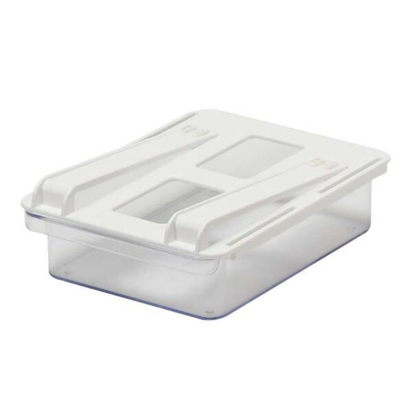 冷蔵庫の棚板にとりつけて引き出し収納。棚下引き出しケースです。棚板に取り付けて、棚下スペースを有効活用できます。バターやチーズなどがサッと取り出せる引き出し式です。迷子になりやすい調味料もきれいに収納。冷蔵庫の中もすっきりです。厚さ11mm...