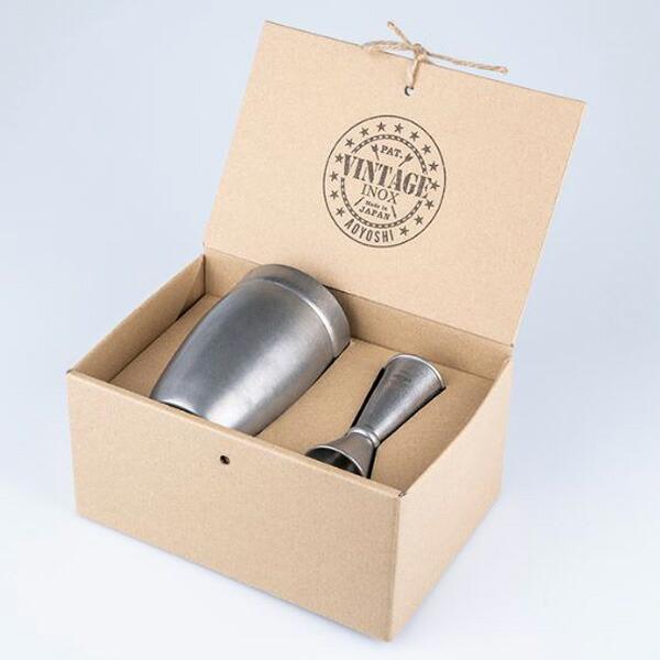 カクテル作りに必須のシェーカーとメジャーカップが入ったギフトセット。カクテル作りだけでなく自家製シェイクなど、お酒好き以外の方へのプレゼントとしてもぴったりです。【商品名】青芳　VINTAGE INOX ヴィンテージイノックス   カクテル...